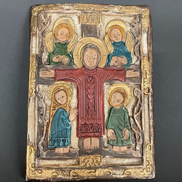 None | Art | Religious Alter Icon Plaster Crucifixion Of Christ 3x 9 ...